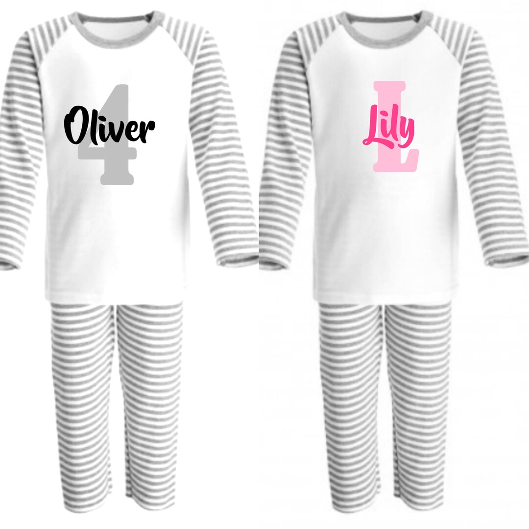Personalised Kids Pyjamas, Name, Initial or Age 100% Cotton - Etsy