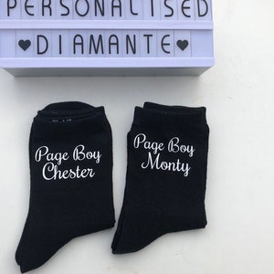 Page Boy Black Socks, Black Socks, Personalised Socks, Brides Son ...