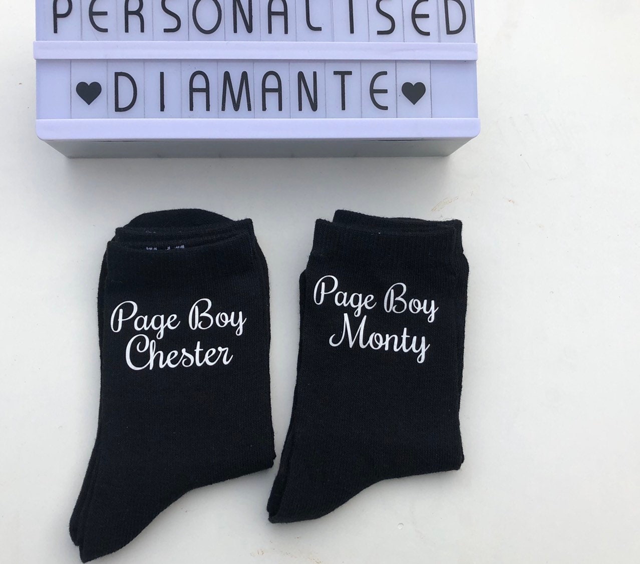 Page Boy Black Socks Black Socks Personalised Socks Brides - Etsy UK