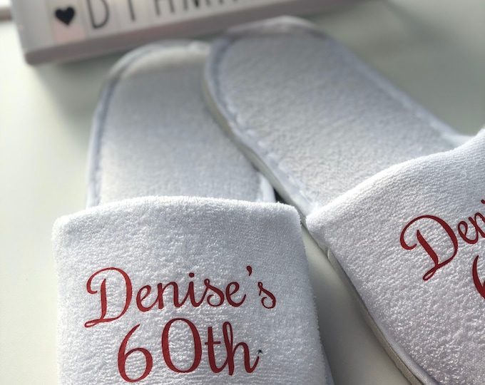 60th Birthday Spa Slippers Personalised With Name and Age - Etsy UK