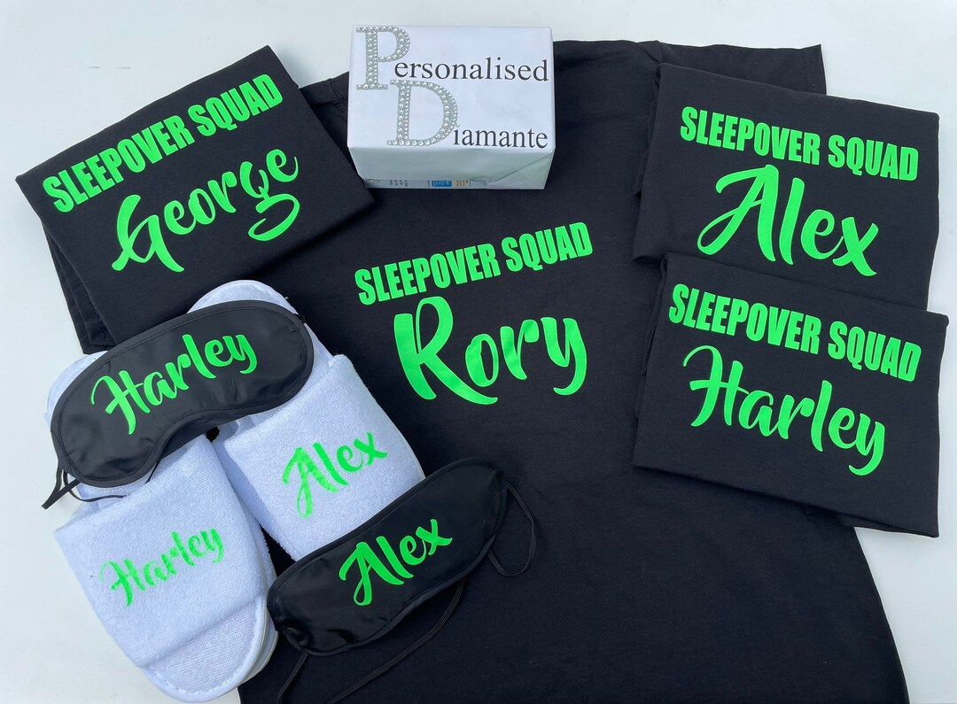 Sleepover Squad, Birthday T-shirt, Sleepover Gang, Sleep Mask, Spa ...