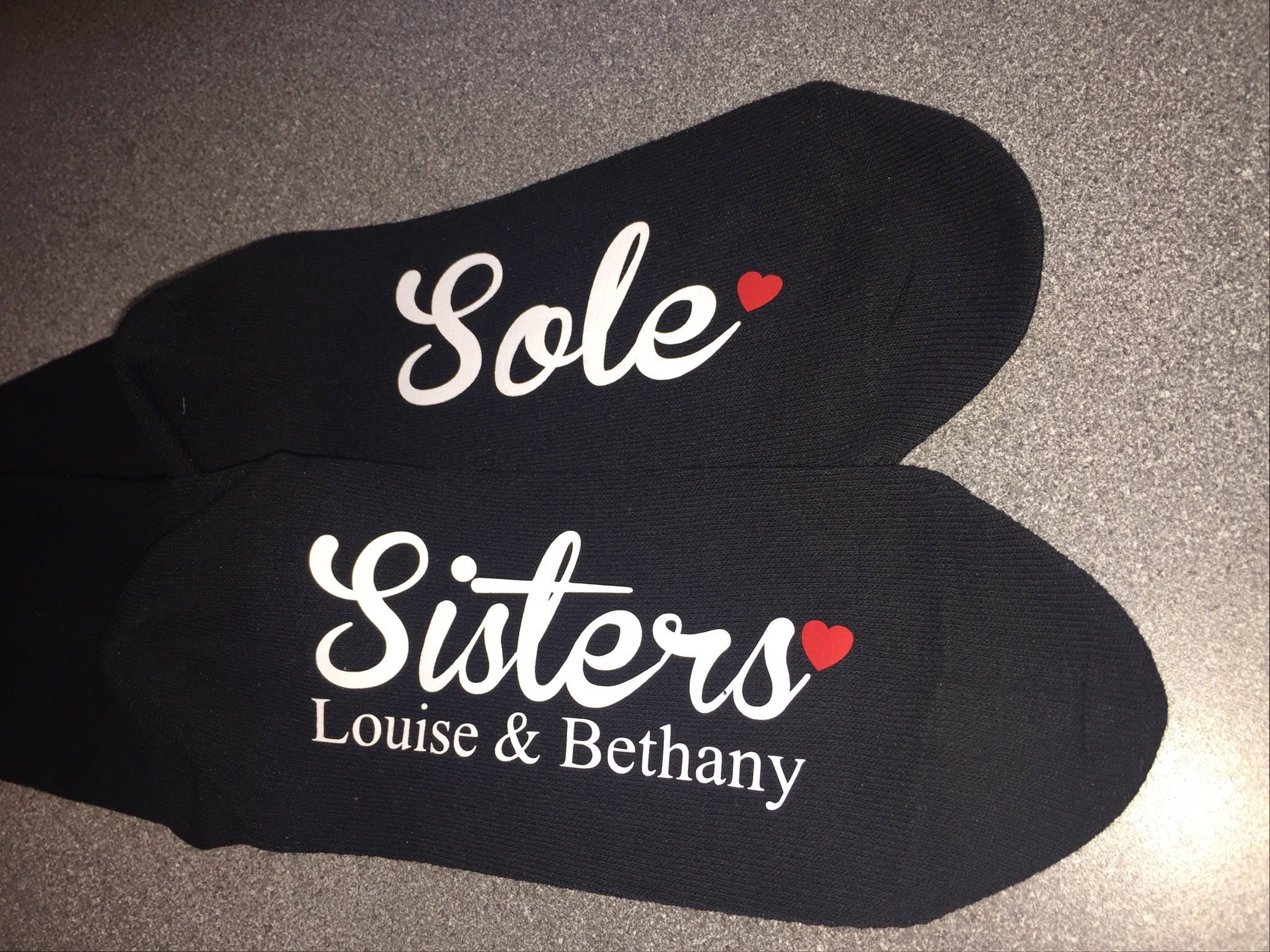 Sole sisters Personalised socks sole sisters socks black | Etsy