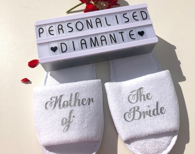 Silver Bridesmaid Slippers, Silver Mother of the Bride Slippers, Silver ...