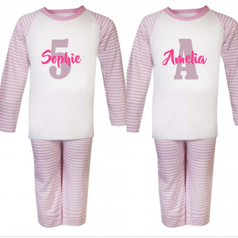 Personalised girls Pyjamas name initial or age 100% cotton | Etsy