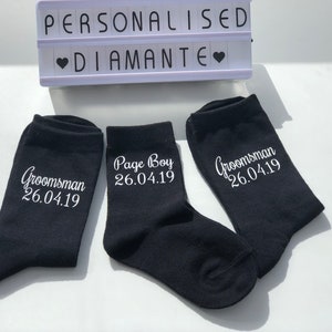 Page Boy Black Socks, Black Socks, Personalised Socks, Brides Son ...