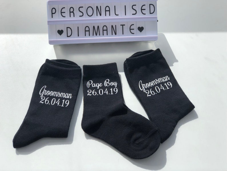 Page Boy Black Socks Black Socks Personalised Socks Brides - Etsy UK