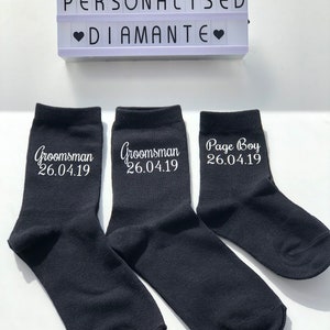 Page Boy Black Socks, Black Socks, Personalised Socks, Brides Son ...