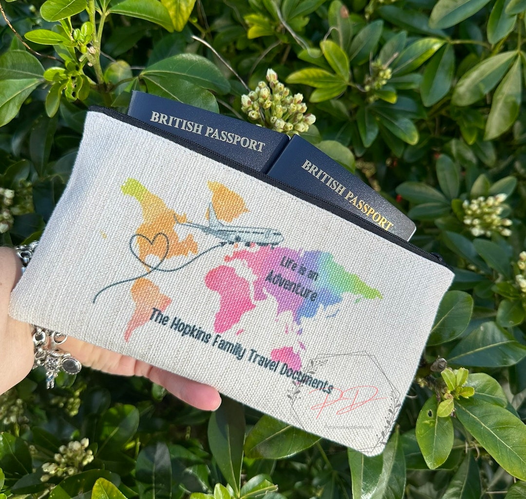 Personalised Travel Document Wallet, Passport Holder, Travel Organiser ...
