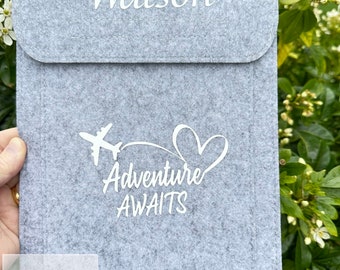 Personalised Travel Document Folder / Felt Passport & Document Holder ...