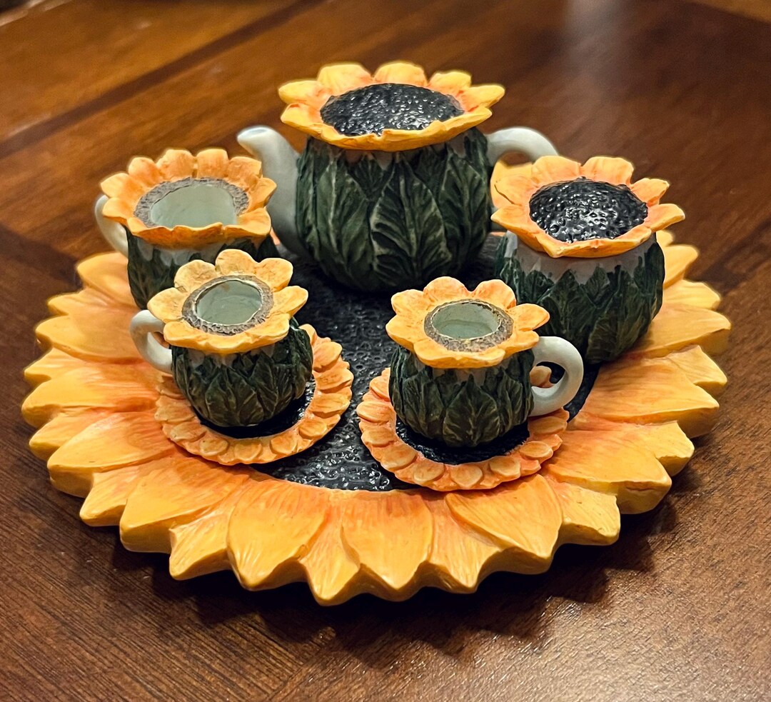 Vintage Miniature Sunflower Tea Party 10 Piece Set - Etsy