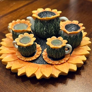 Vintage Miniature Sunflower Tea Party 10 Piece Set - Etsy