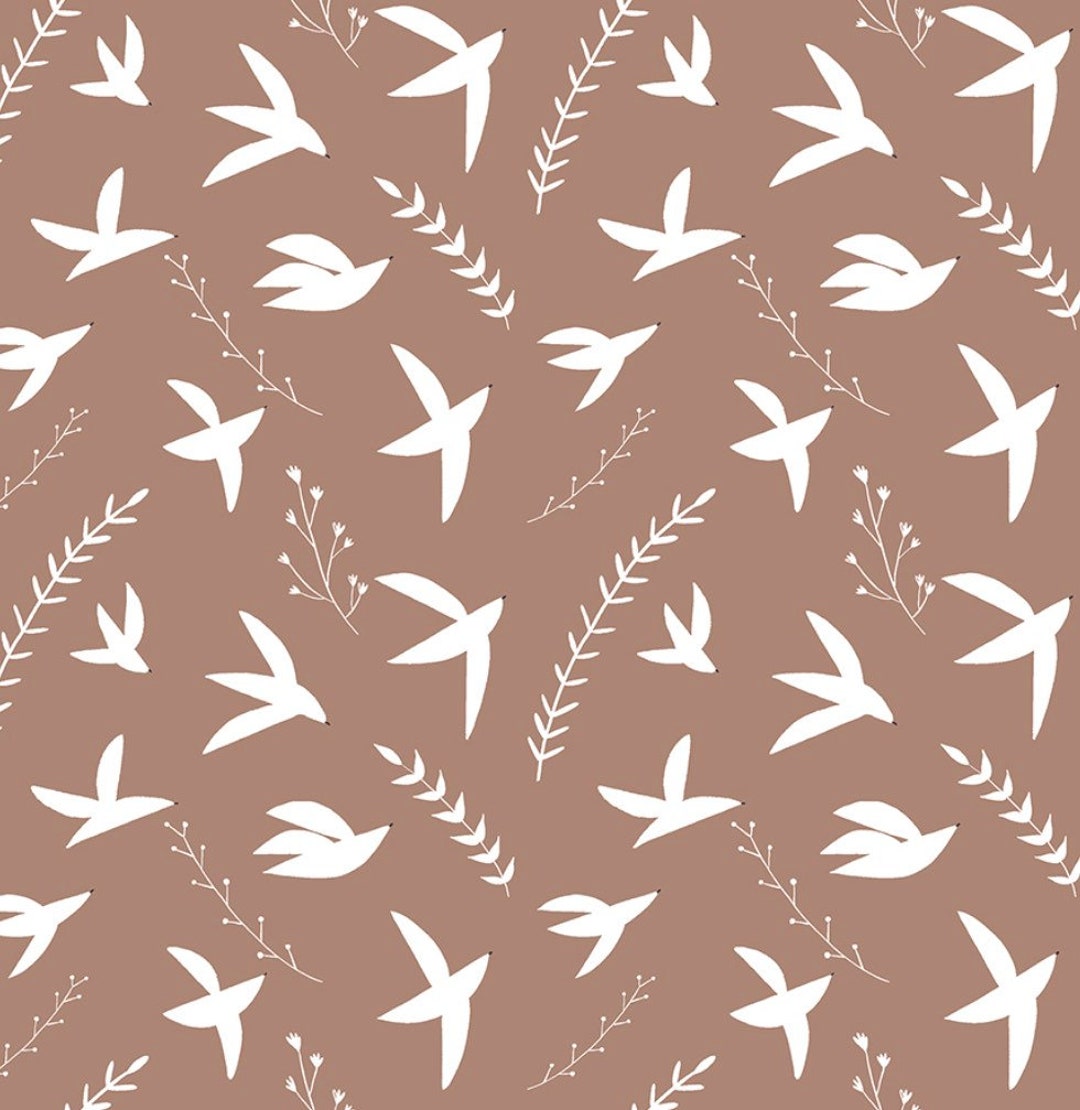 Birds in Flight Truffle - Pond Life by Cotton + Steel - Etsy