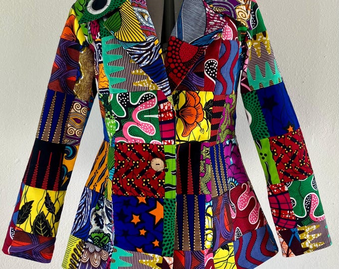 African Print Handmade Patchwork Fitted Womans Blazer 100% Cotton - Etsy