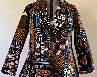 Rainbow African Print Handmade Patchwork Fitted Womans Blazer With ...