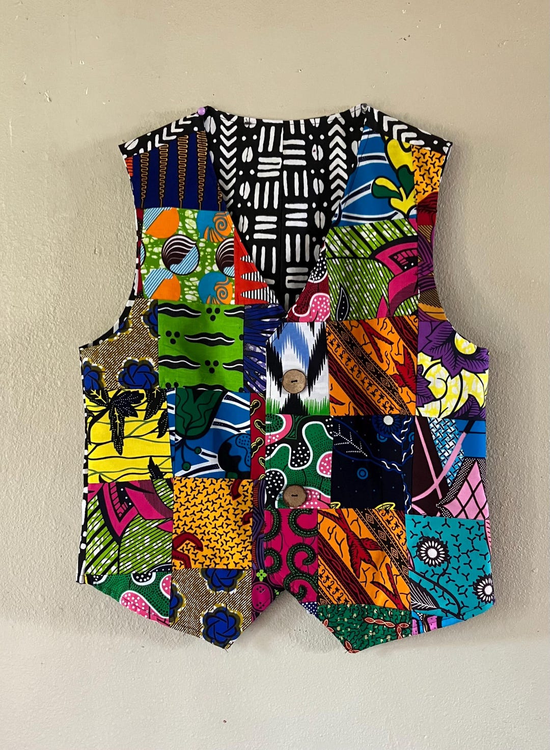 Matchy Matchy Men's Handmade African Print Patchwork Vest Fully Lined ...