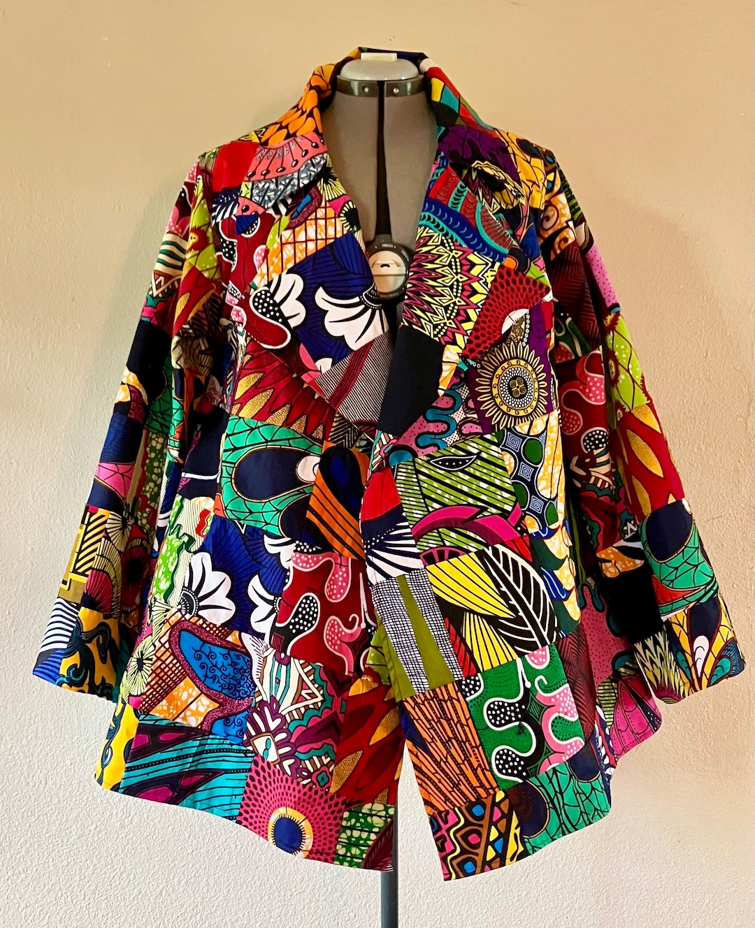 African Wax Print Patchwork Swing Jacket With Pockets Fully Lined and a ...