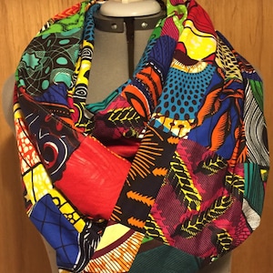 Extra Large African Print 100% Cotton Infinity Scarf Patchwork 8ft Loop ...