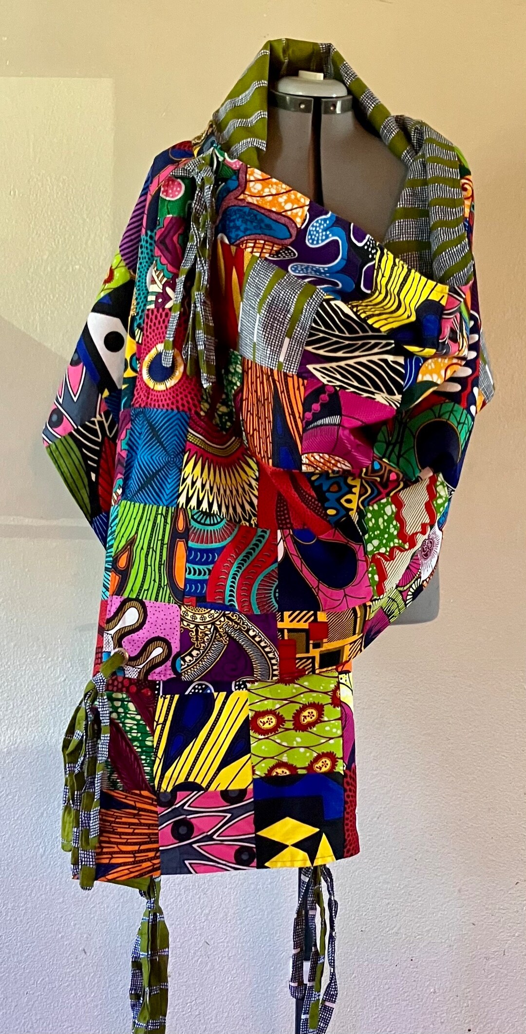 Incredible Versatile African Print Patchwork Wrap Shawl 84 by 25 Inches ...