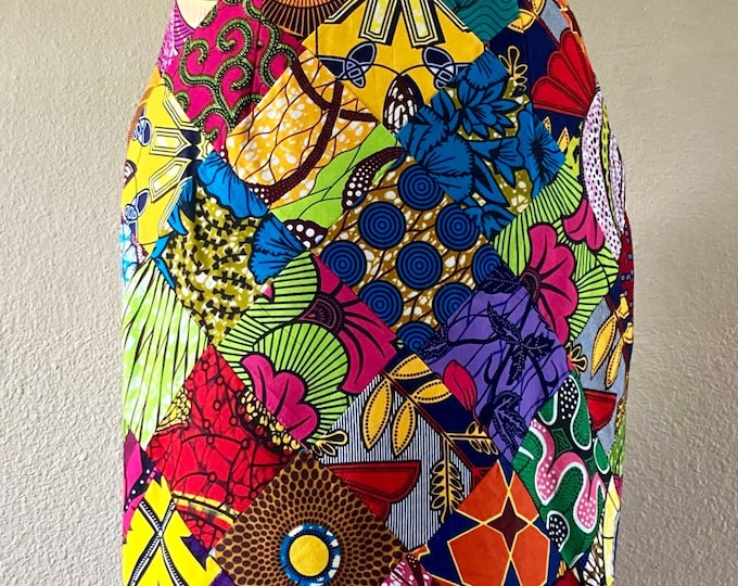Smart African Print Handmade Patchwork Pencil Skirt 100% Cotton Double ...