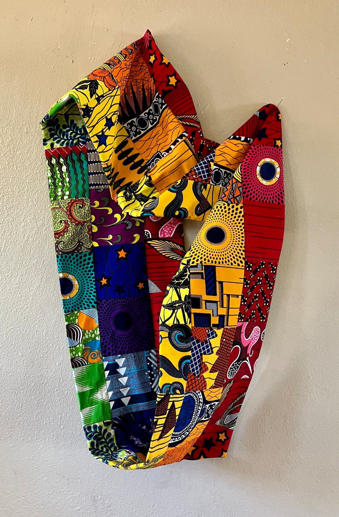 Rainbow Extra Large African Print 100% Cotton Infinity Scarf Patchwork ...