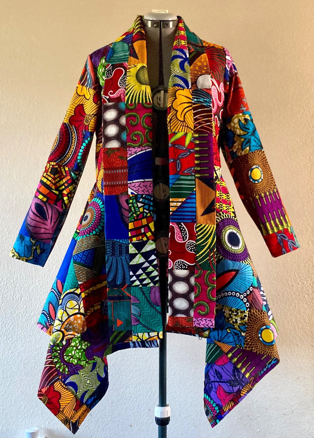 Wow Factor African Print Patchwork Asymmetric Jacket 100% Cotton Lined ...
