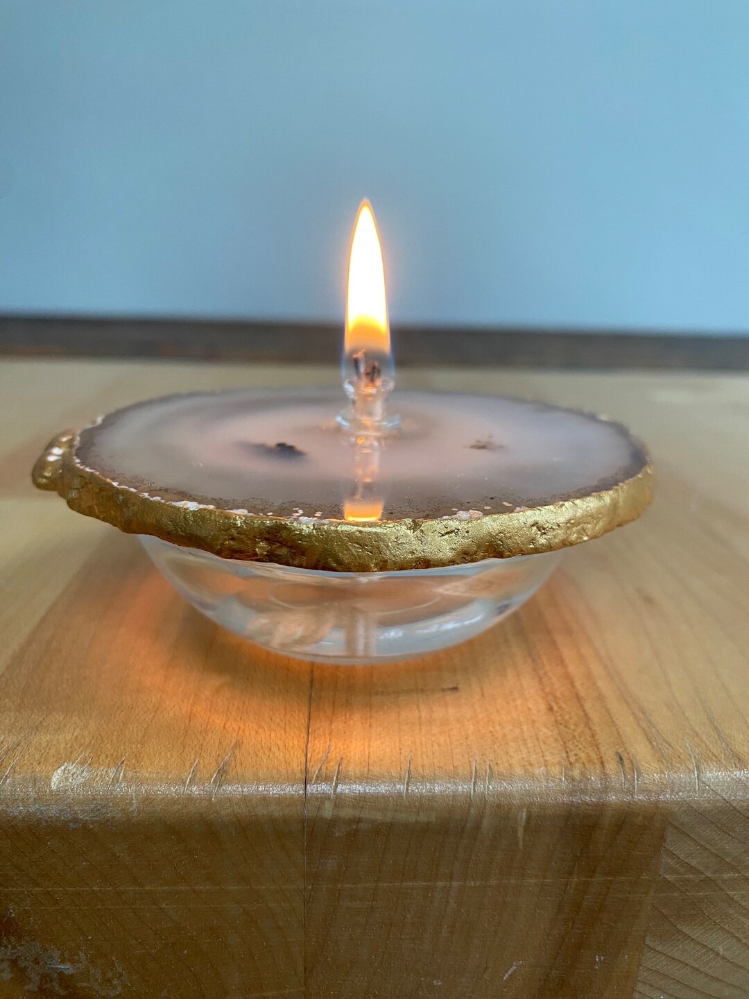 Agate Oil Candle Natural - 1 Wick Stone Candle - Etsy