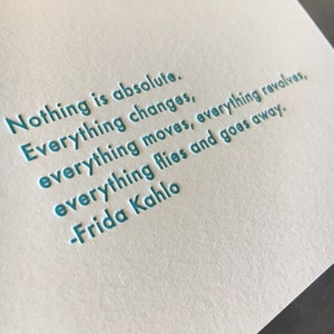 Frida Kahlo - Nothing is Absolute (letterpress Greeting Card With ...