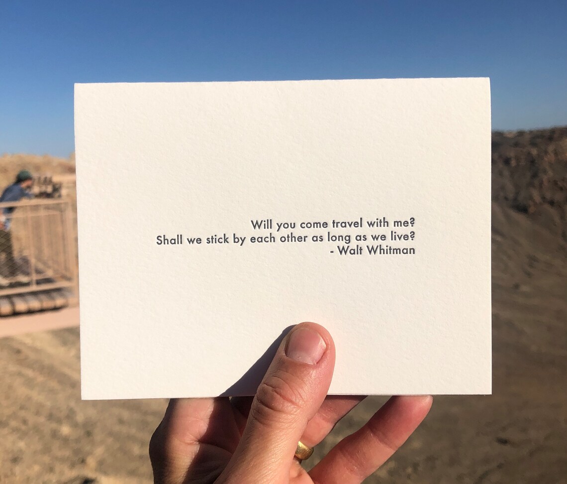 Walt Whitman- Travel (letterpress Greeting Card With Envelope) - Etsy