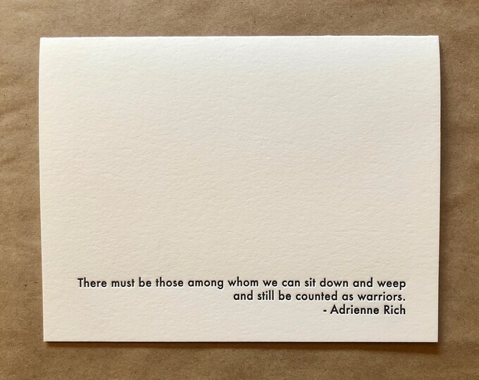Adrienne Rich Quote Warriors letterpress Greeting Card With | Etsy