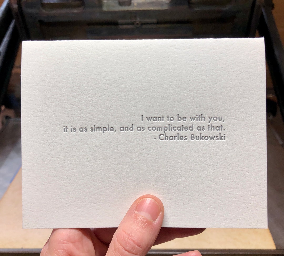 Charles Bukowski- Complicated (letterpress Greeting Card With Envelope ...
