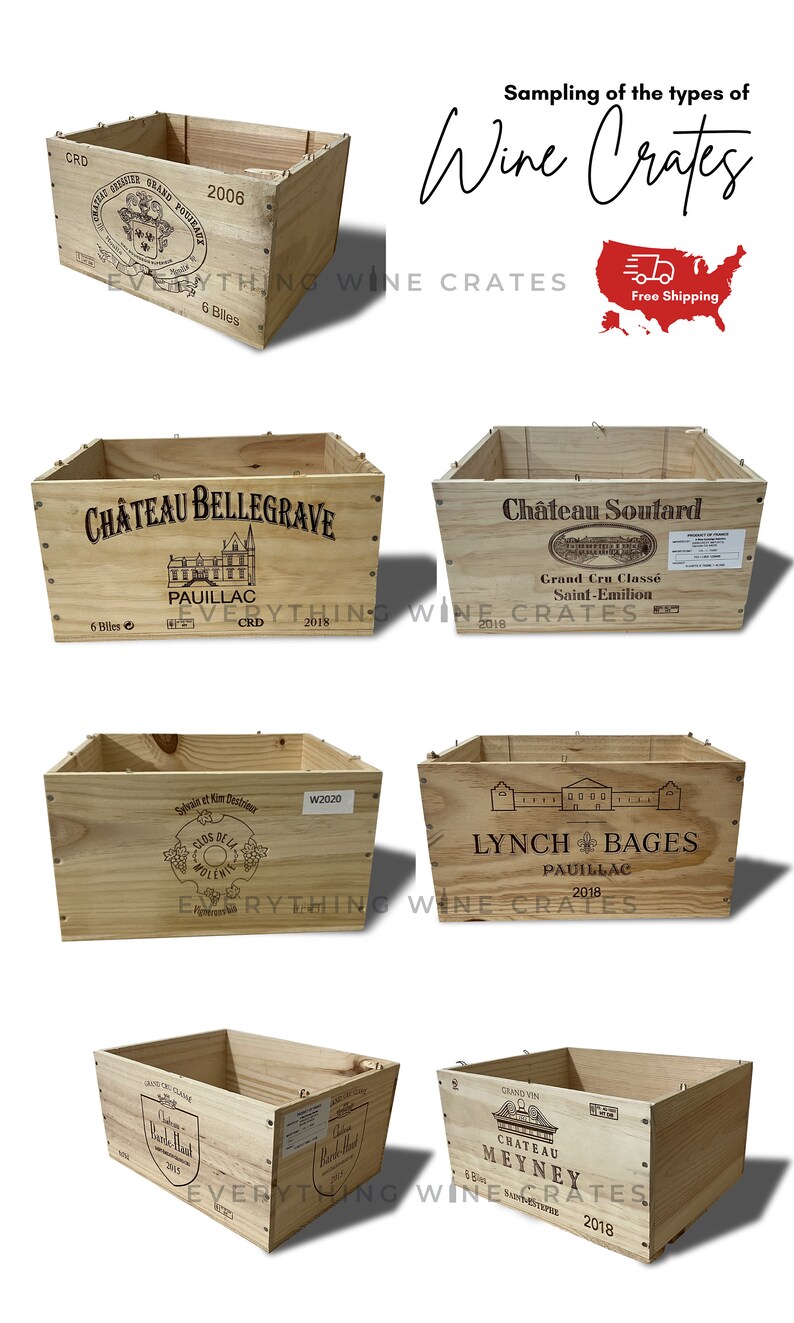 1 French Wine Crates 6btl, Wood Crates, Rustic Wedding Decor, Gift Card ...