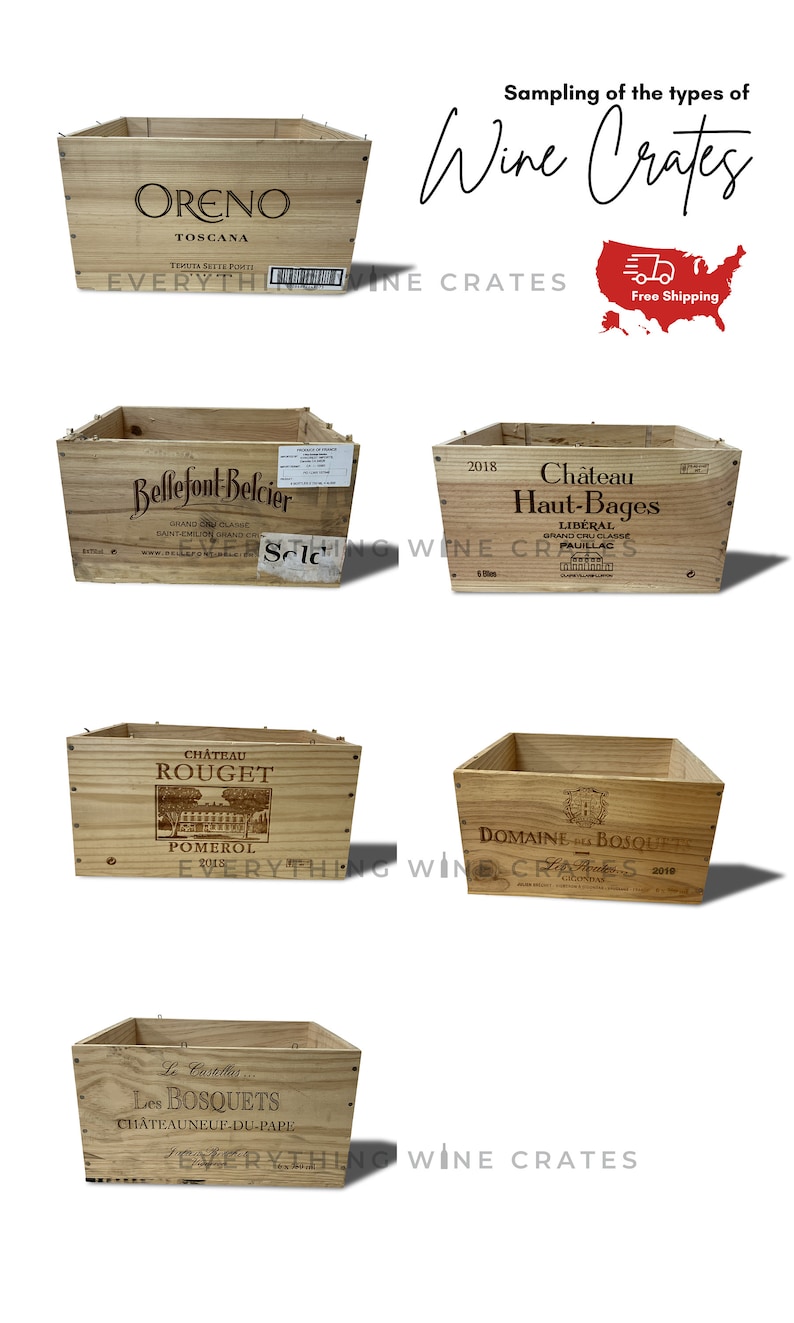 1 French Wine Crates 6btl, Wood Crates, Rustic Wedding Decor, Gift Card ...