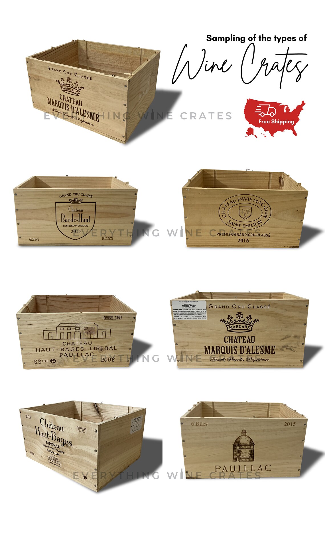 1 French Wine Crates 6btl, Wood Crates, Rustic Wedding Decor, Gift Card ...