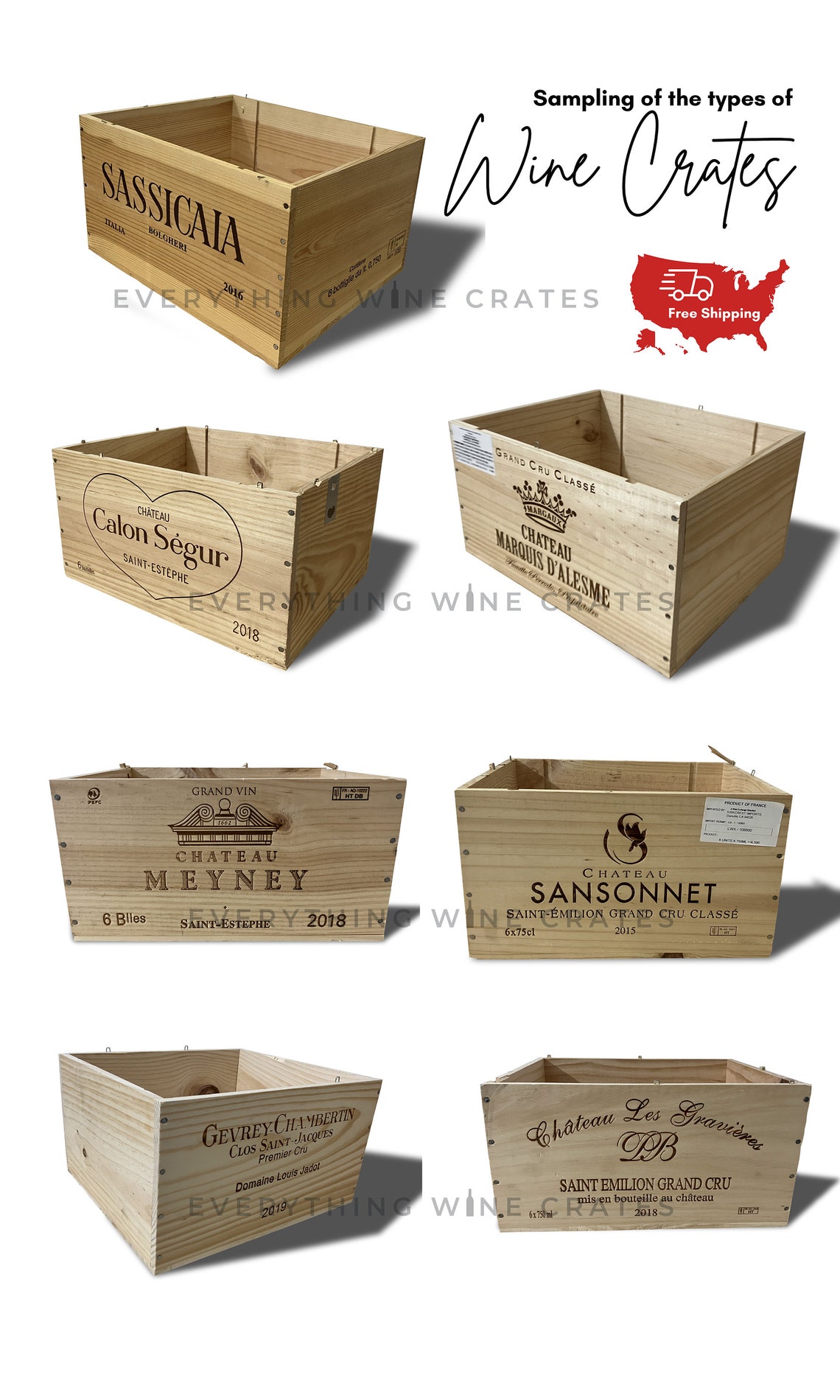 1 French Wine Crates 6btl, Wood Crates, Rustic Wedding Decor, Gift Card ...