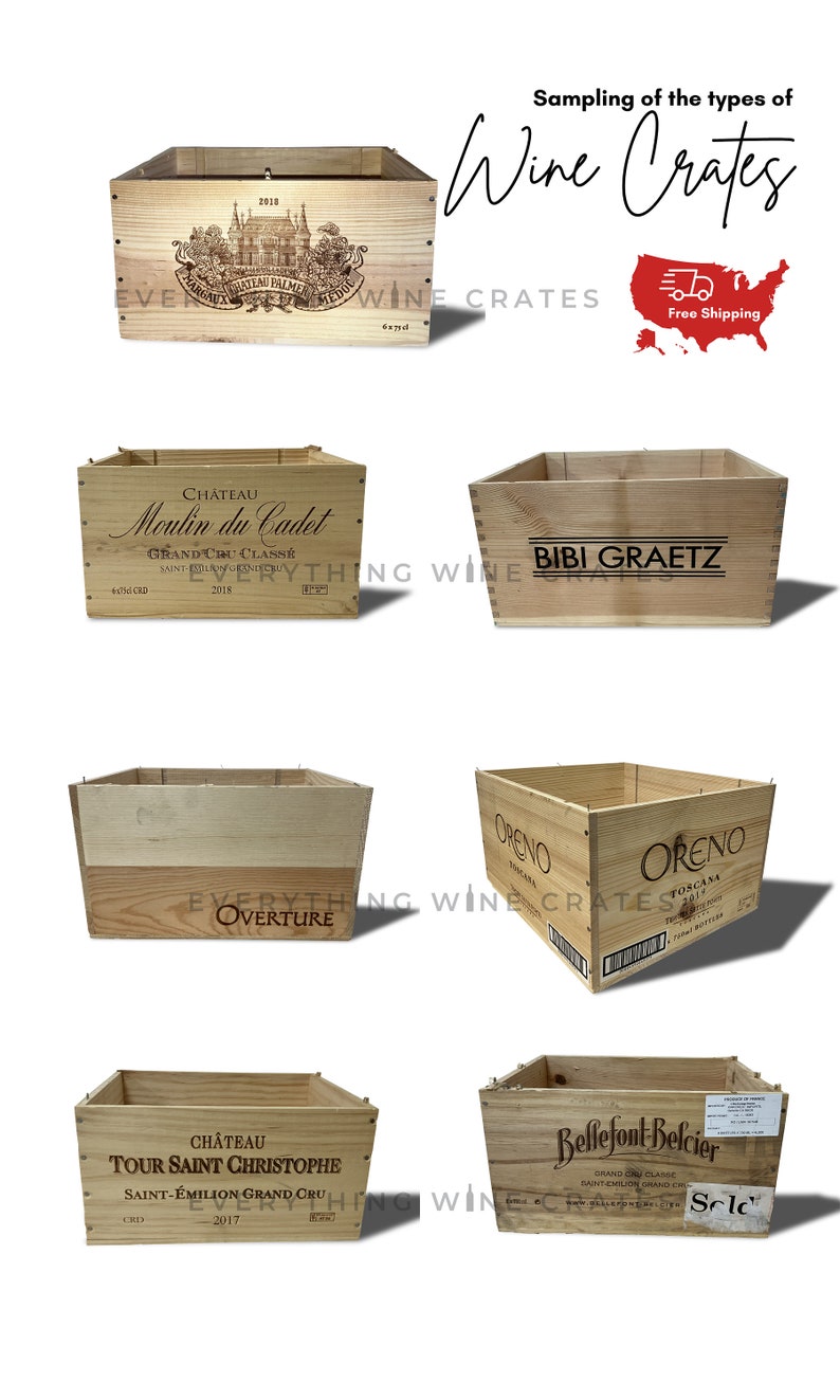 1 French Wine Crates 6btl, Wood Crates, Rustic Wedding Decor, Gift Card ...