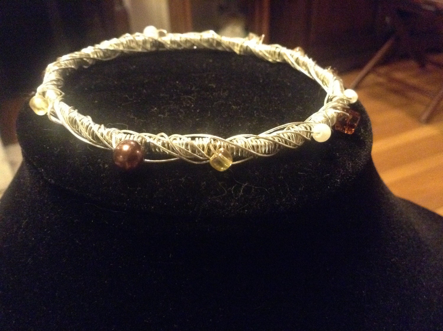 Set of Four Wired Bangles With Beading - Etsy