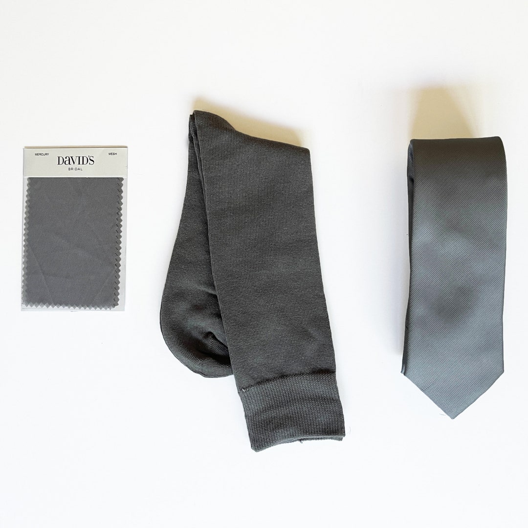 Dark Charcoal Gray Mercury Men's Socks and Necktie Set: Cotton Blend ...