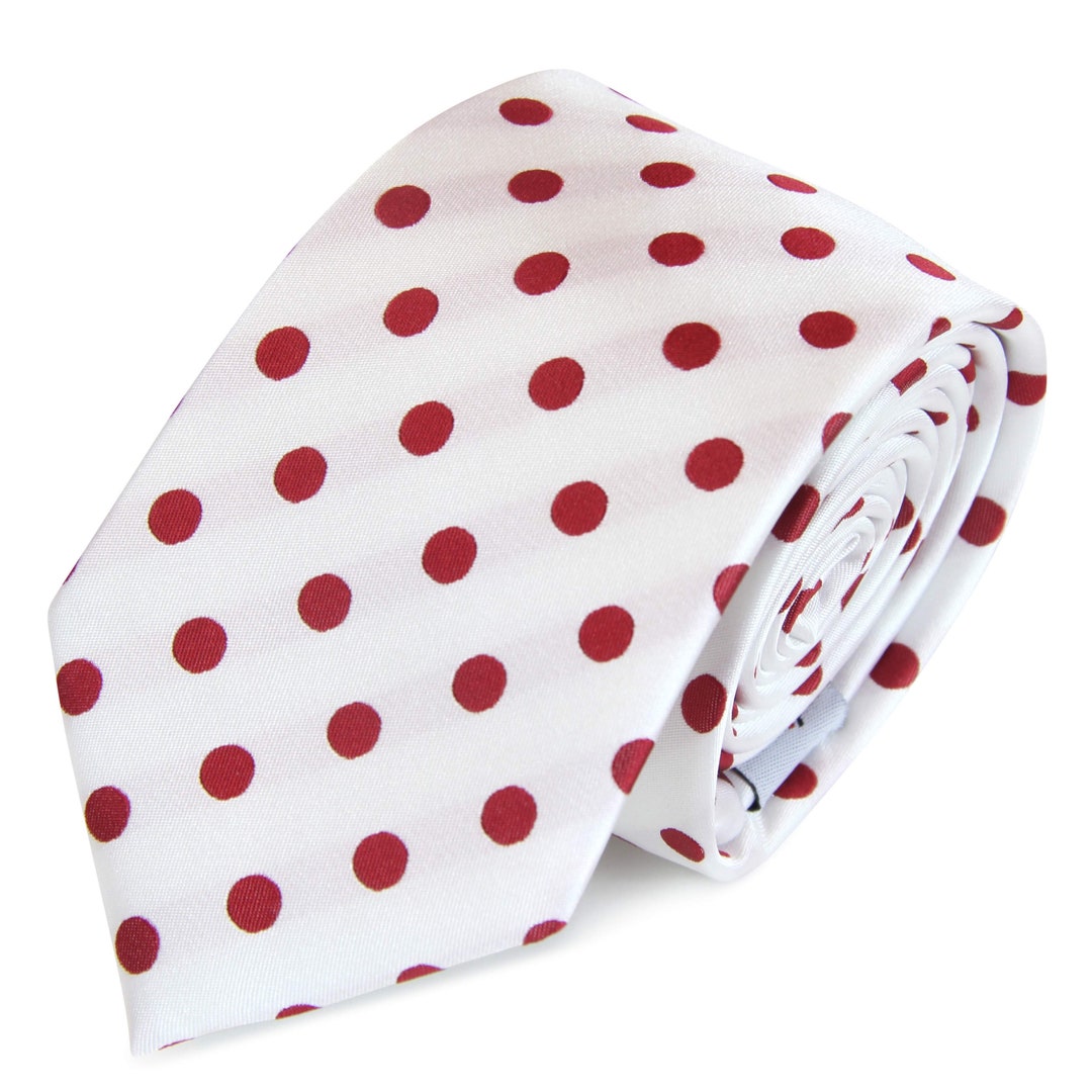 White Red Dots GROOMSMEN MEN'S NECKTIE /polka Dots Tie/costume Tie ...