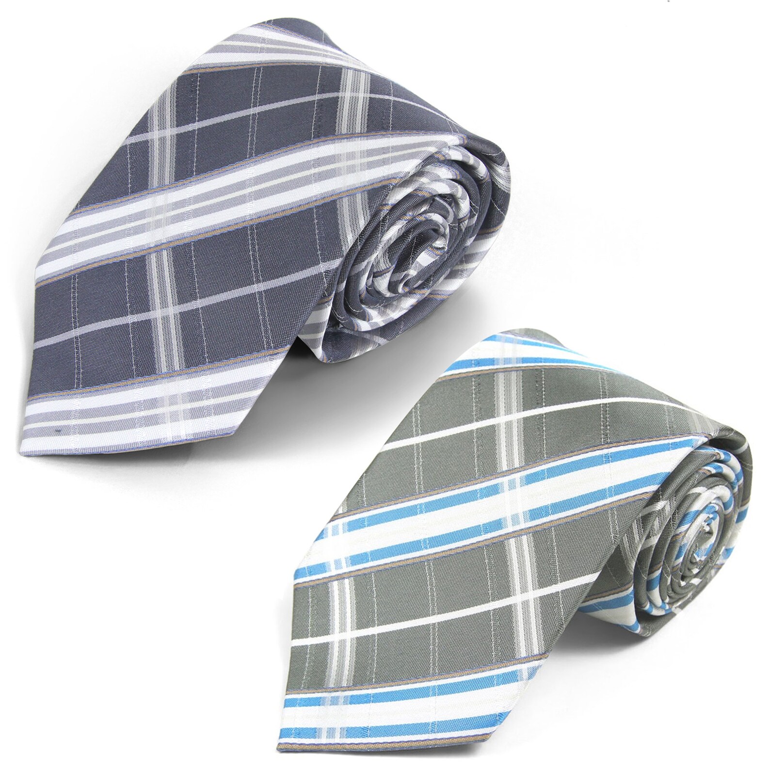 Conjunto de corbata gris 2PC azul / gris Plaid Check - Etsy España
