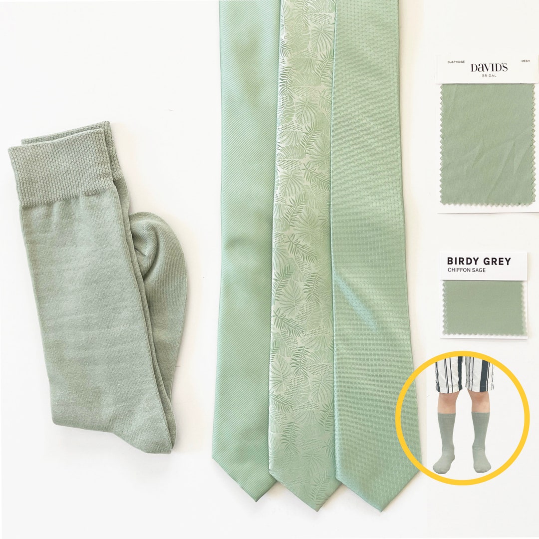 Dusty Sage Socks & Necktie: Beach Wedding Groomsmen, Ring Bearer - Etsy