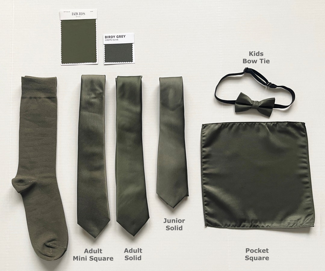 Olive Green Wedding Necktie, Socks, Bow Tie & Pocket Square Set - Etsy