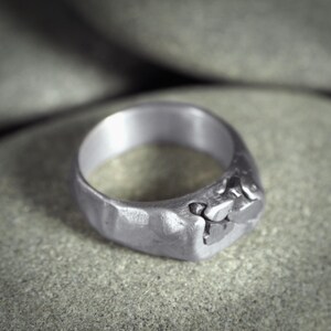 Meteorite and Solid Silver Signet Ring - Size 10 - Totally Handmade - Etsy