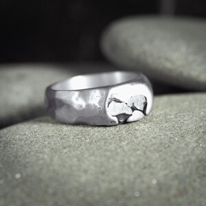 Meteorite and Solid Silver Signet Ring - Size 10 - Totally Handmade - Etsy