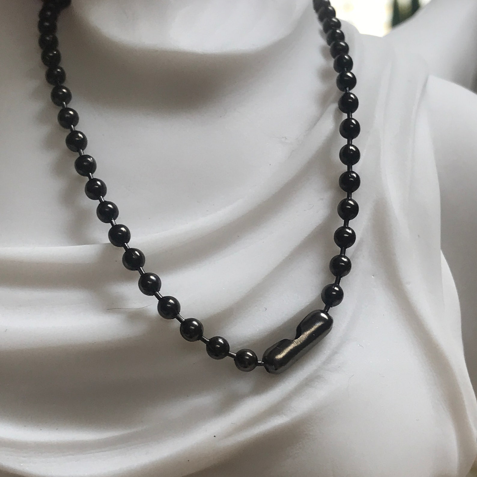 Black Ball Chain - Heavy Gauge - 3.2mm No6 Size - 24" or Custom on ...