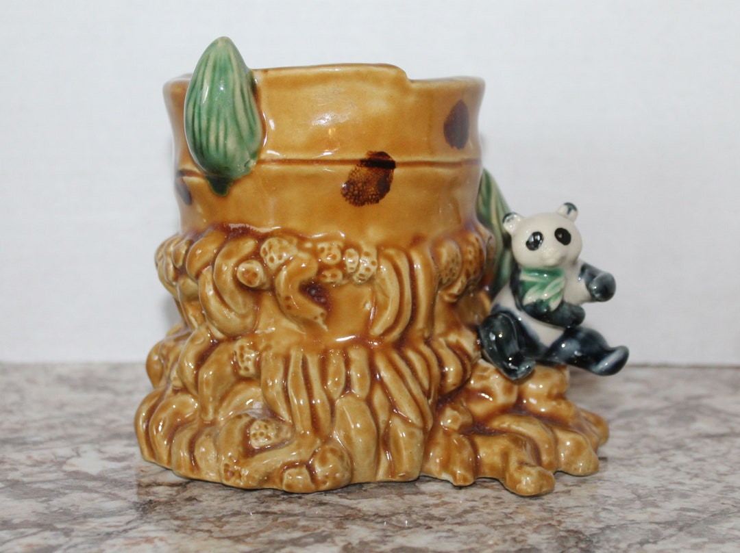 Supersale-vintage Chinese Pottery Planter-majolica Panda Planter -PRC ...