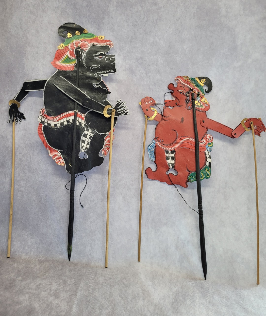 Pair of Indonesian Shadow Puppets-malen and Merdah Balinese Shadow ...