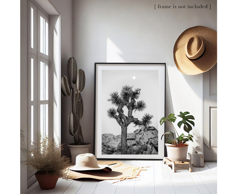 Fine Art Joshua Tree Print Black and White Photography Vertical Print ...
