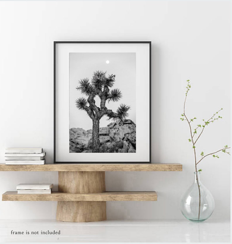 Fine Art Joshua Tree Print Black and White Photography Vertical Print ...