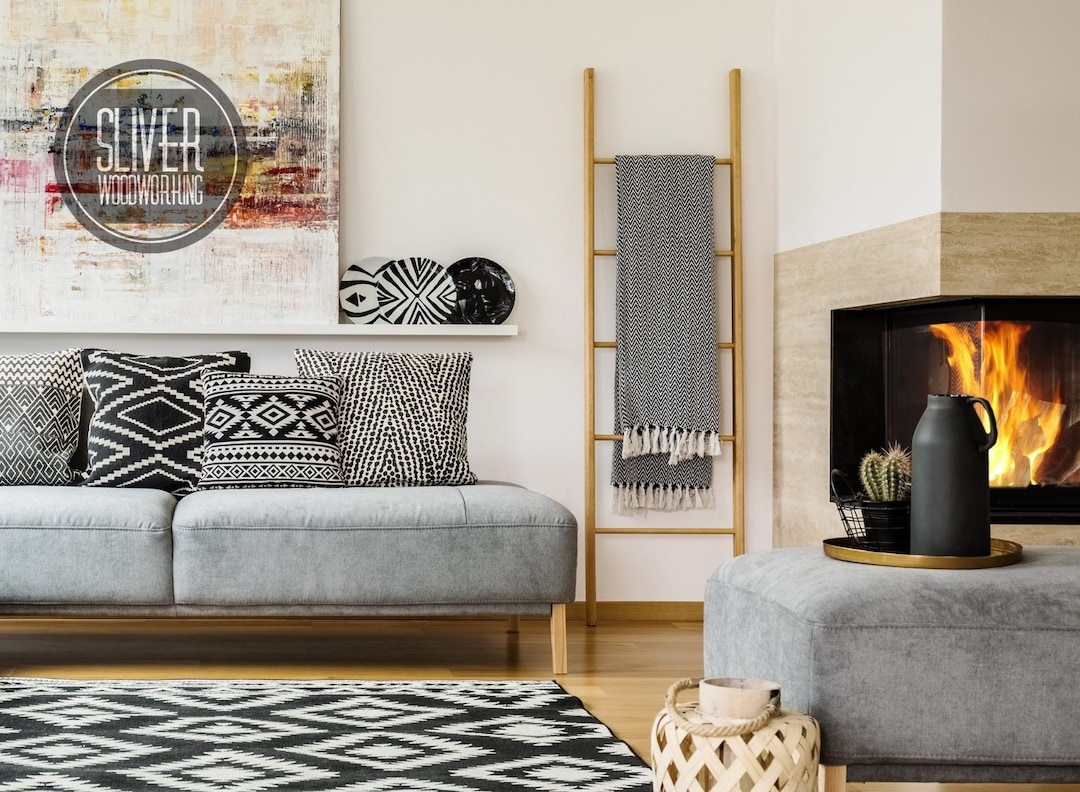 Decorative Farmhouse Blanket Ladder- Tall 7 Ft Rustic Wooden Blanket ...