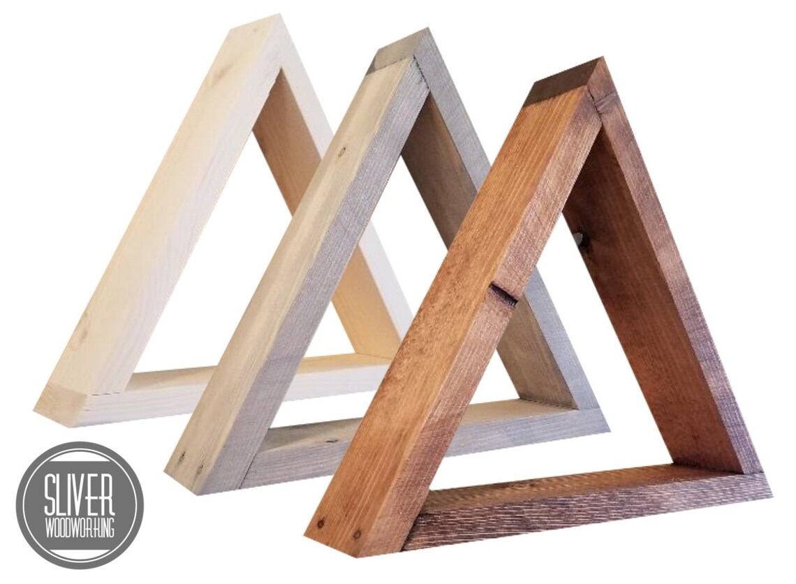 Triangle Floating Shelf, Modern Triangle Hanging Shelf, Triangle Wall ...